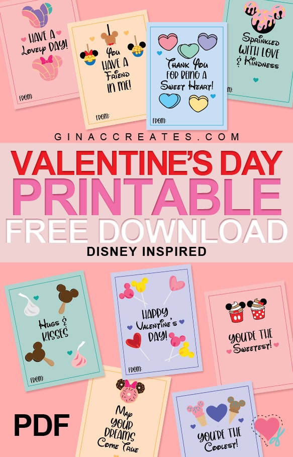 Free Valentine’s Printable for Kids Disney Inspired Cards