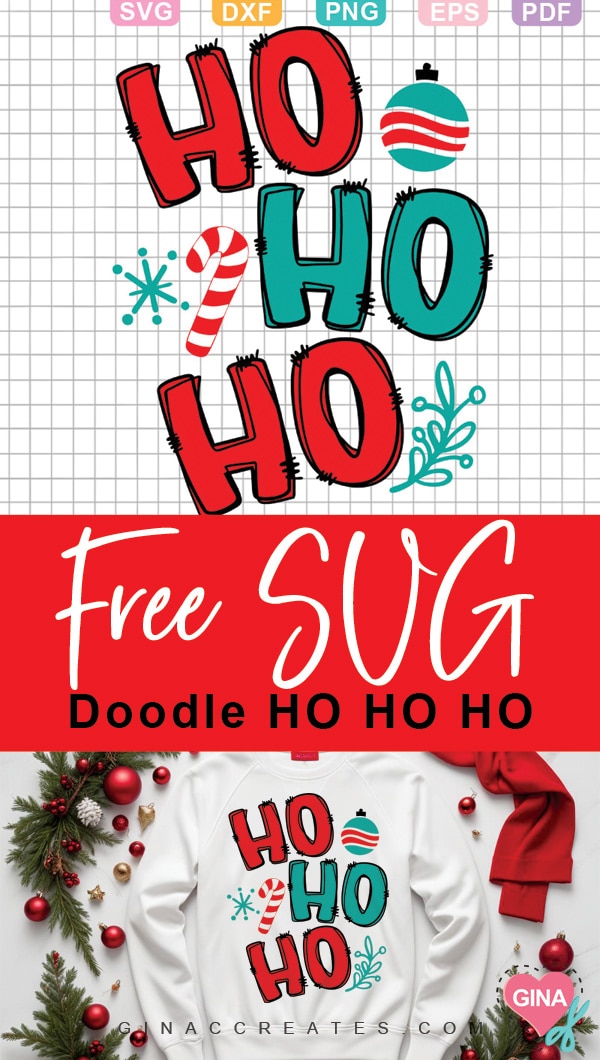 Free Doodle Ho Ho Ho SVG File for Christmas