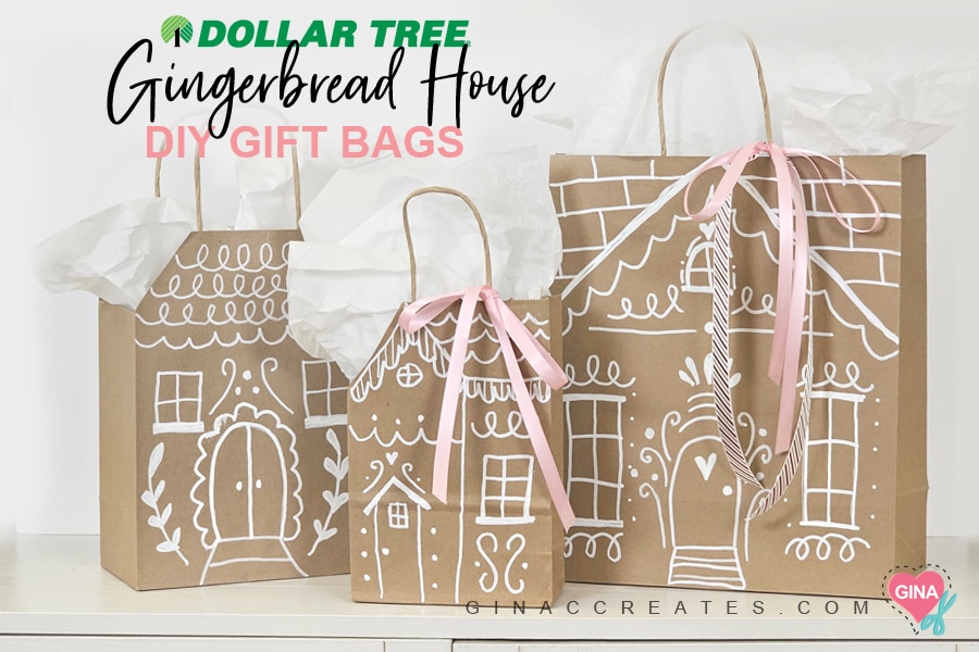 Dollar Tree DIY Gingerbread House Gift Bag Free Drawing PDF