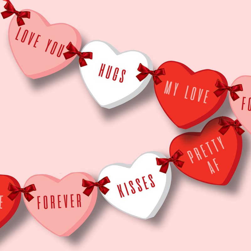 Free Valentine Conversation Heart Banner Printable