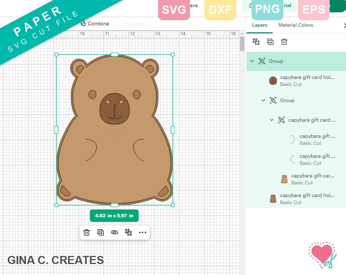 Cute Capybara SVG Gift Card Holder Template for Birthdays & Graduations